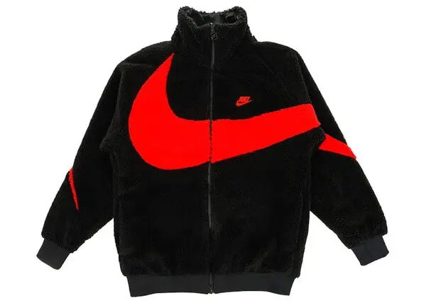 Nike Big Swoosh Reversible Boa Jacket - Black Chili Red | Editorialist